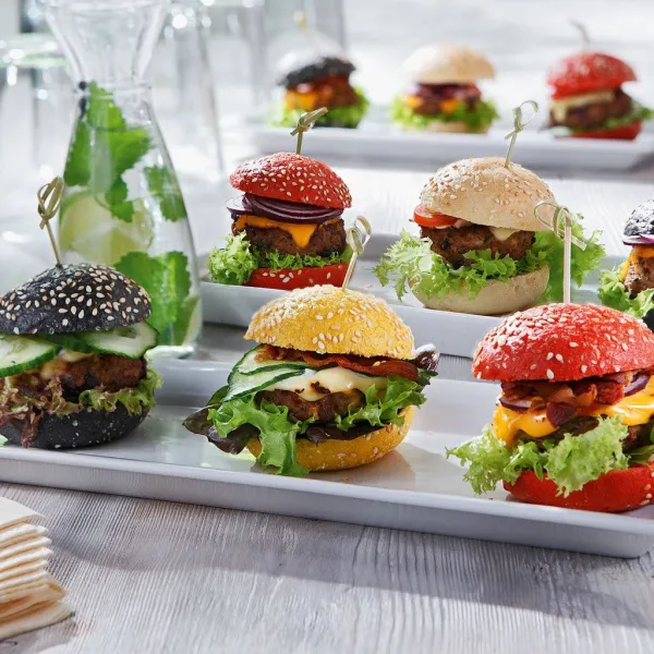 25 Mini Burger Coloré - Pains Ludiques et Savoureux à 99 DH